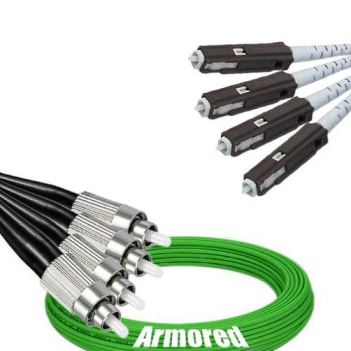 Indoor Armored 4 Fiber FC/UPC to MU/UPC Patch Cord OM5 50/125 MM