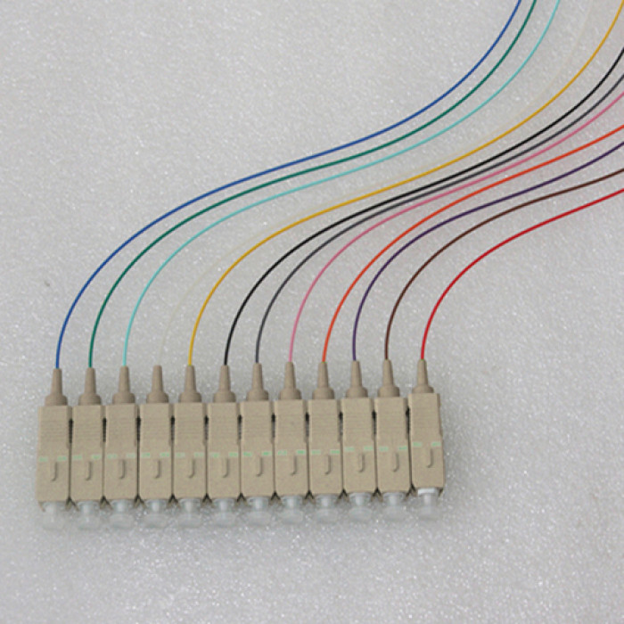 12 Fiber SC/UPC Color Coded Pigtails OM2 50/125 Multimode