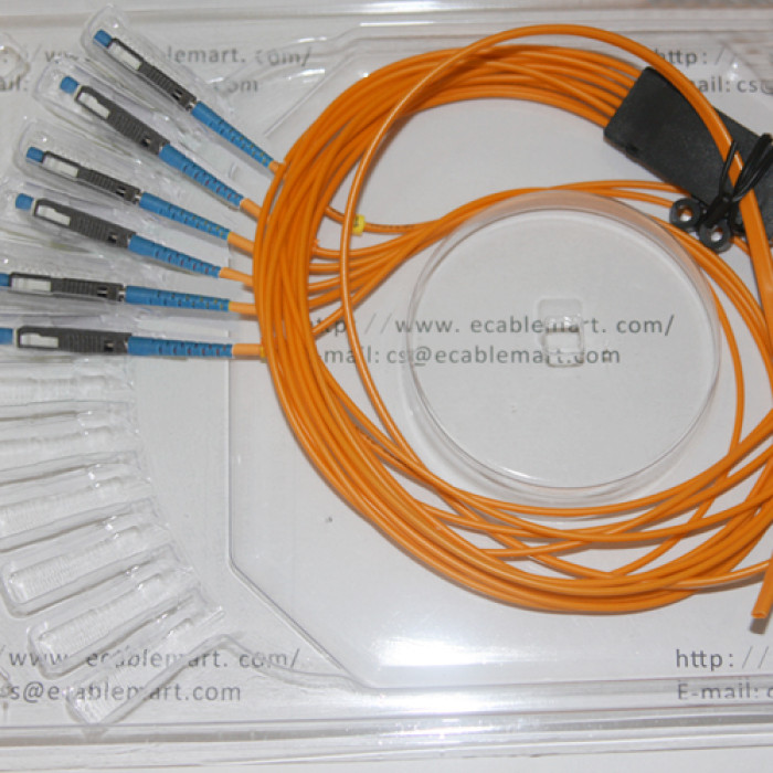 6 Fiber MU/UPC Ribbon Fanout Pigtails OM2 50/125 Multimode