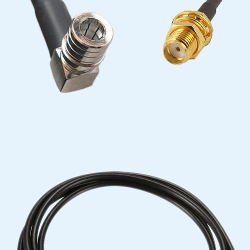 QMA Male Right Angle to SMA Bulkhead Female LMR100 RF Cable Assembly